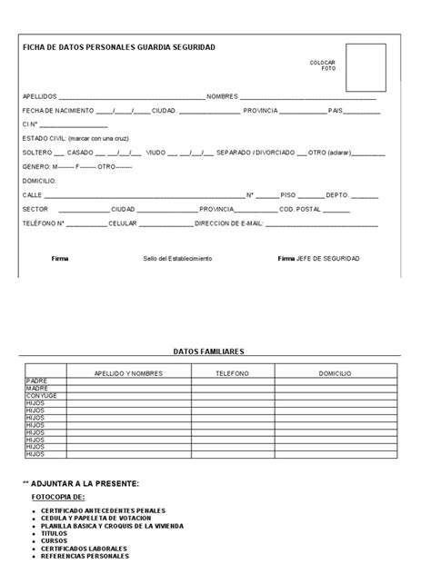 Formulario De Datos Personal Pdf