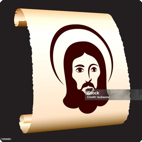 Jesus Christ Royalty Free Vector Art On Paper Scroll Stock Illustration