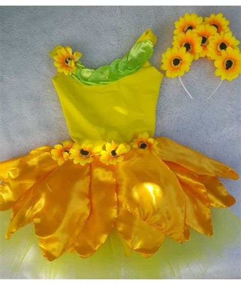 Yellow Dress with Sunflowers and Flower Hair Pins