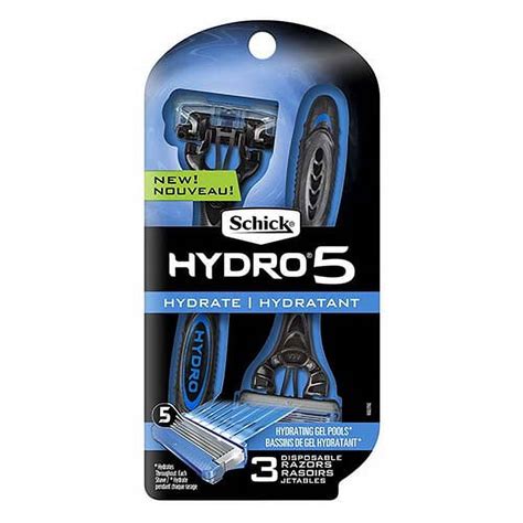 Schick Hydro 5 Disposable Razors For Men With Flip Beard Trimmer 3 Ea