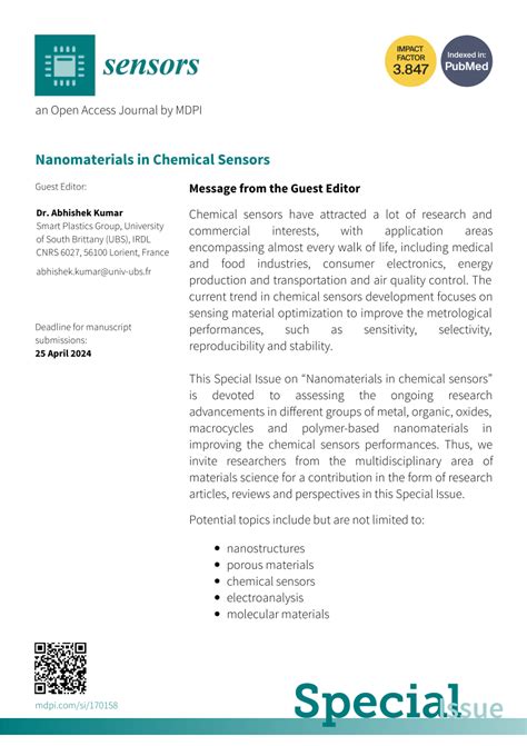 Pdf Invitation To Submit Papers In The Special Issue Of Sensors An