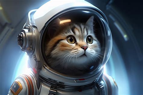 Premium AI Image Face Of Cat In Spacesuit AI Generative