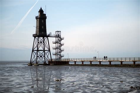 Lighthouse Obereversand At Sunset Editorial Photography Image Of