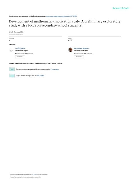 Development Of Mathematics Motivation Scale Download Free Pdf