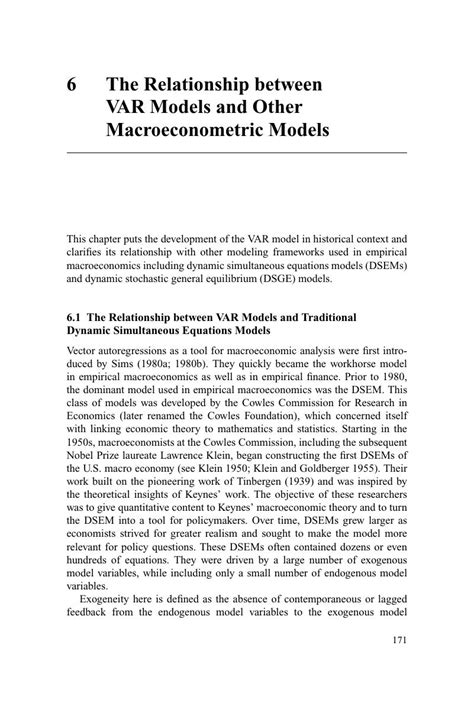 The Relationship Between Var Models And Other Macroeconometric Models Chapter 6 Structural
