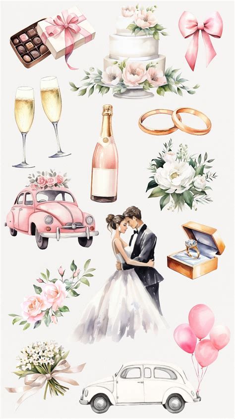 Watercolor Wedding Elements Isolated Element Premium Editable Design Rawpixel