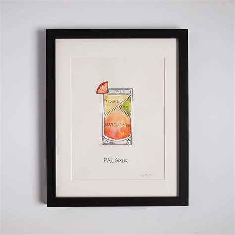 Original Paloma Cocktail Diagram Watercolor Framed Drywell Art