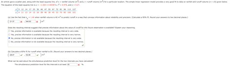 Solved The Equation Of The Least Squares Line Is Chegg Com