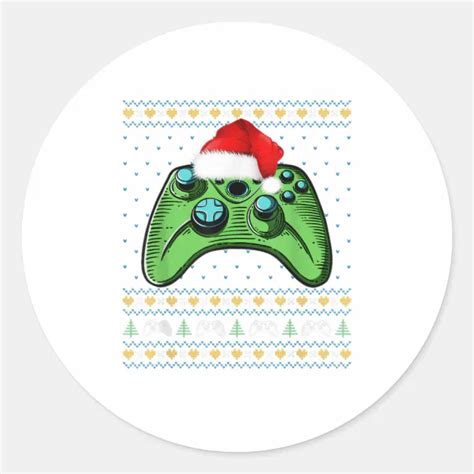 Ugly Christmas Video Game Controller Ch Classic Round Sticker Zazzle