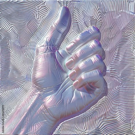 Futuristic Robotic Hand With Metallic Texture And Holographic Reflections Concept Of Advanced