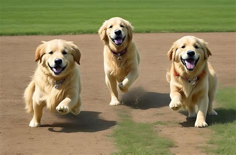 Premium Ai Image Golden Retrievers Happy Romp