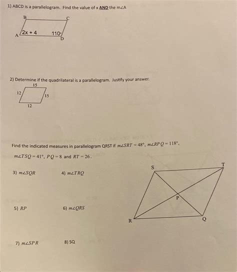 Solved 1 ABCD Is A Parallelogram Find The Valu SolutionInn