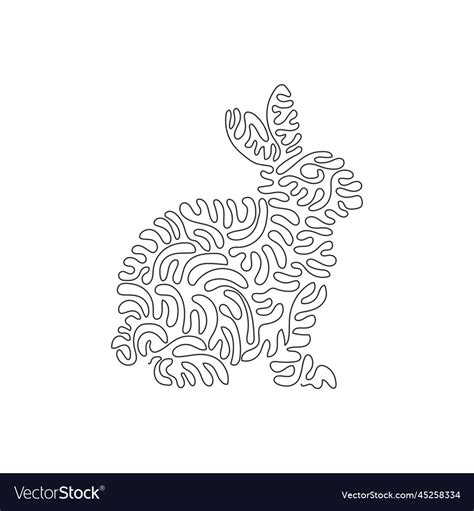 Continuous Curve One Line Drawing Of Cute Sitting Vector Image