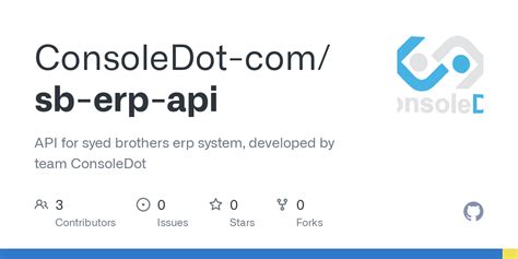 Github Consoledot Com Sb Erp Api Api For Syed Brothers Erp System