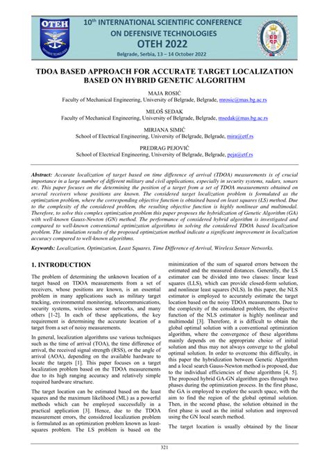Pdf Tdoa Based Approach For Accurate Target Localization Based On