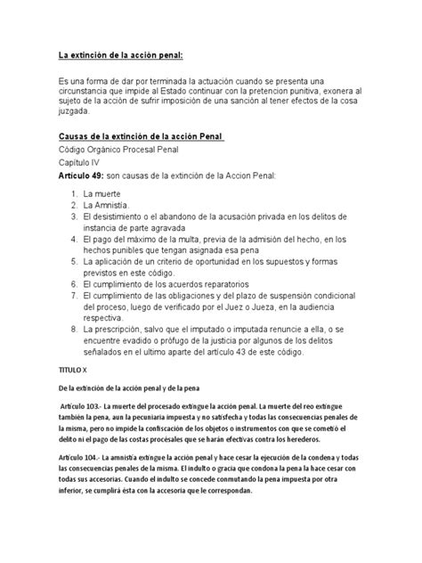 La Extinción De La Pena Pdf Perdón Derecho Penal