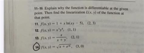 Solved 11 16 Explain Why The Function Is Differentiable At