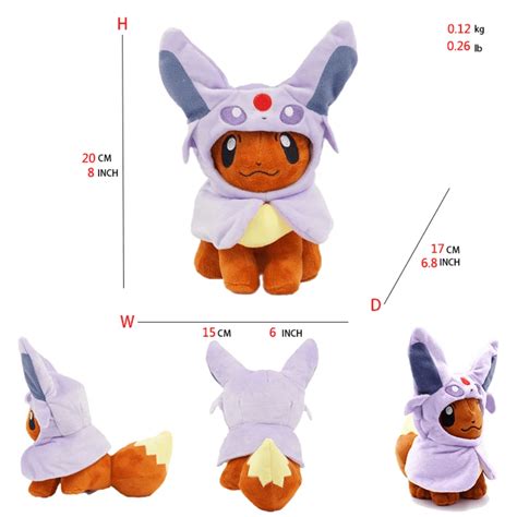 Pokemon Plush 8 Inch Eevee Plush Espeon Hooded Cosplay