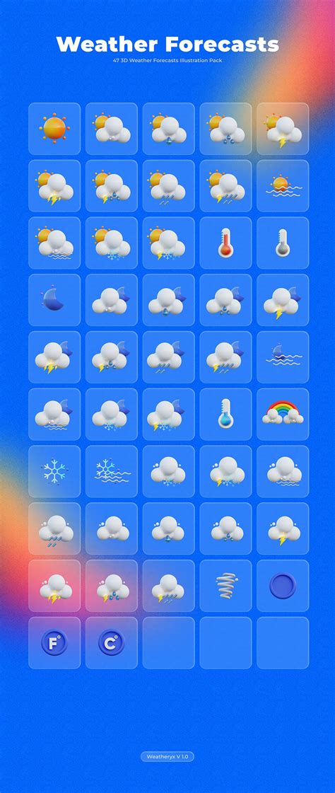 天气预报3d图标模型素材包 Weather Forecasts 3d Icons Pack 源酷素材网