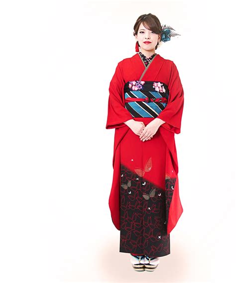 小柄な方にも！色無地 振袖 シンプル 赤 成人式 結婚式 美品 207z8