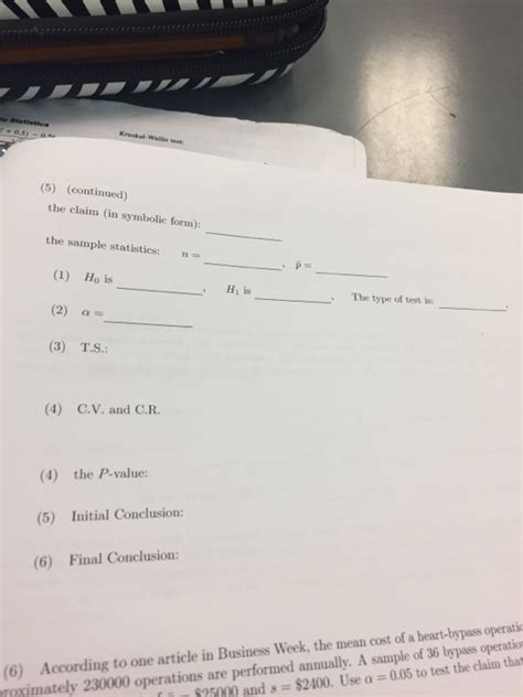 The Claim In Symbolic Form The Sample Statistics Chegg