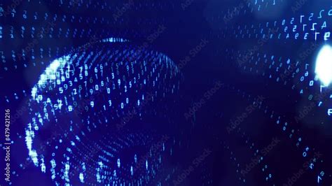 3d Loop Background Concept Of Digital Data Processing Calculation And Visualization Of