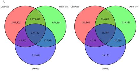 Venn Of Snps A And Indels B Between Dxwr Cultivated Rice And Download Scientific Diagram