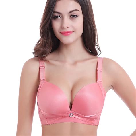 Women Seamless Bra Adjusted Wire Free Push Up Bra 34 Cup Four Hook And Eye Thin Seamless