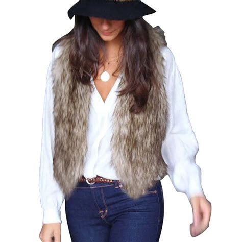 Winter Women Warm Faux Fur Waistcoat Gilet Jacket Coat Sleeveless Vest