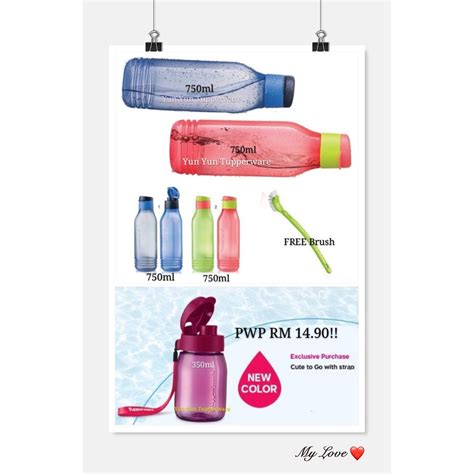 Tupperware Triangle Quencher Eco Bottle Ml FREE Brush PWP Cute To Go Shopee Malaysia