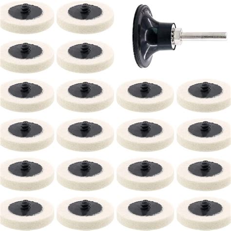 20pcs 2 압축 양모 직물 디스크 연마 버핑 패드 바퀴 디스크 패드 홀더 14 샌더 자동 연마기용 생크