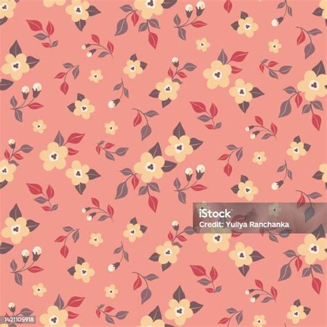원활한 패턴 작은 꽃이있는 귀여운 꽃 무늬 분홍색 배경에 나뭇잎 벡터 개화기에 대한 스톡 벡터 아트 및 기타 이미지 개화기 고풍스런 귀여운 Istock