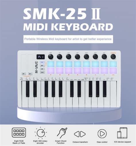 M Vave Smk 25 Ii Midi Pad Controller Keyboard Usb Mini 25 Key16 Rgb