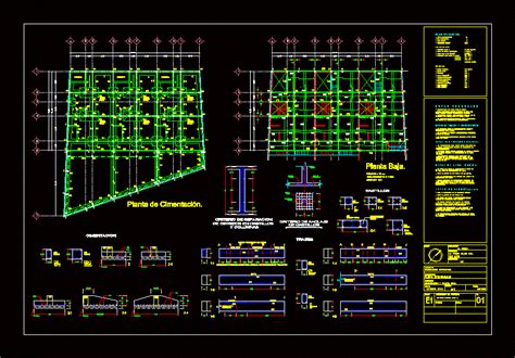 Planos De Cimentacion Con Detalles En Dwg Autocad Cimentaciones