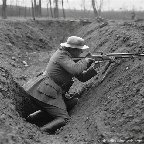 Dutch Soldier Firing Cei Rigotti Rifle Stable Diffusion Online