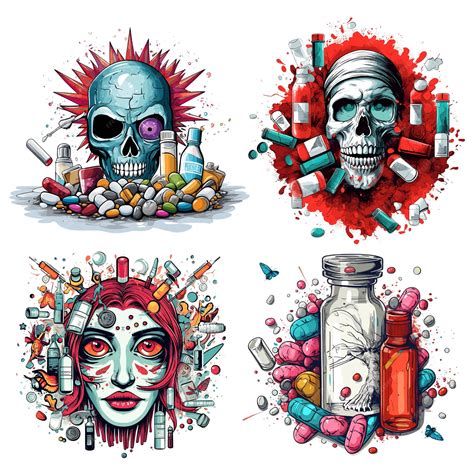 Conjunto De Ilustraciones De Vectores Antidrogas Vector Premium