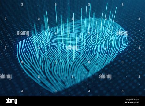 3D Illustration Fingerprint Scan Provides Security Access With