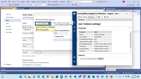 A Y Model Builder Advanced Data Option Column Settings Usability