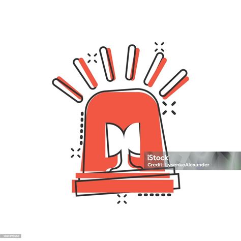 코믹 스타일의 비상 알람 아이콘 격리 된 배경에 경고 램프 만화 벡터 그림 경찰 긴급 스플래시 효과 기호 비즈니스 개념 경계 표지에 대한 스톡 벡터 아트 및 기타 이미지