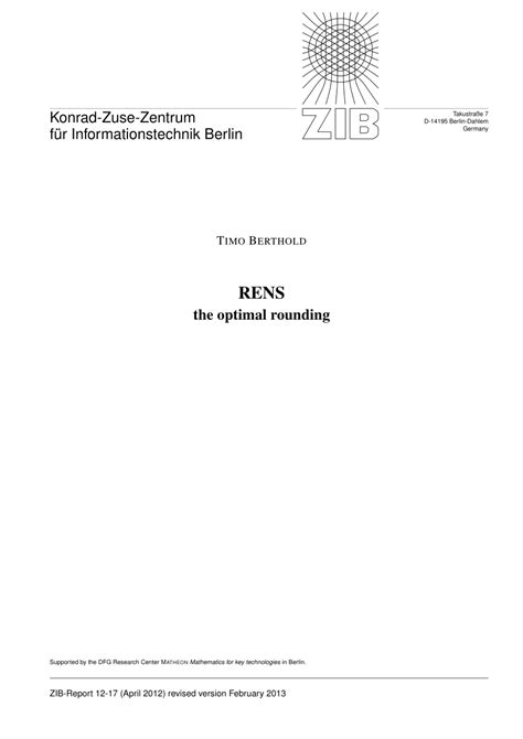 pdf rens the optimal rounding