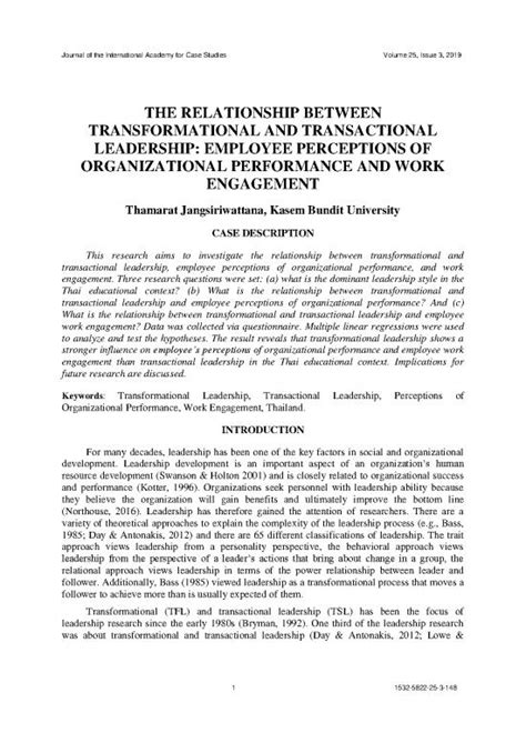 Leadership Pdf 163580 Transformational Leadership Transactional