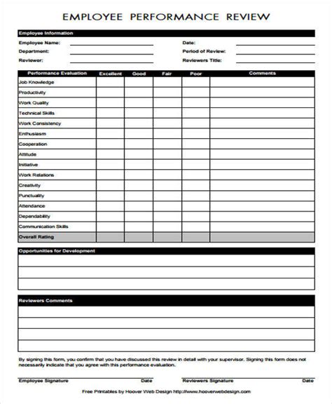 Employee Evaluation Form Printable Free Printable Templates