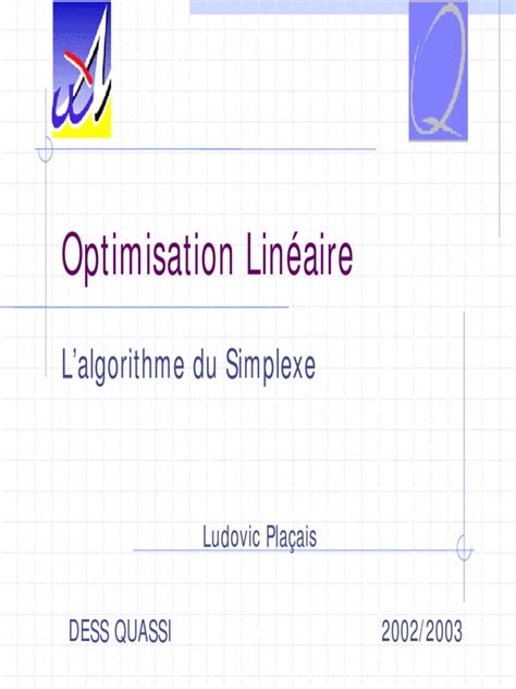 Optimisation Linéaire Par Simplexe Pdf Optimisation Linéaire