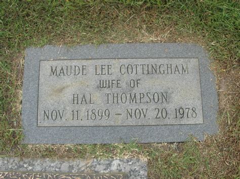 Maude Lee Cottingham Thompson 1899 1978 Mémorial Find A Grave