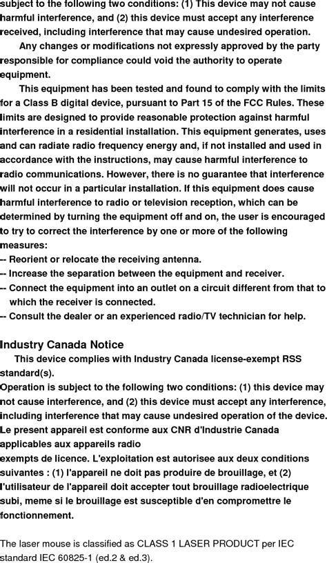 Sunrex Technology HSA S002M Wireless Mouse User Manual Manual HSA S002M With Canada Statement