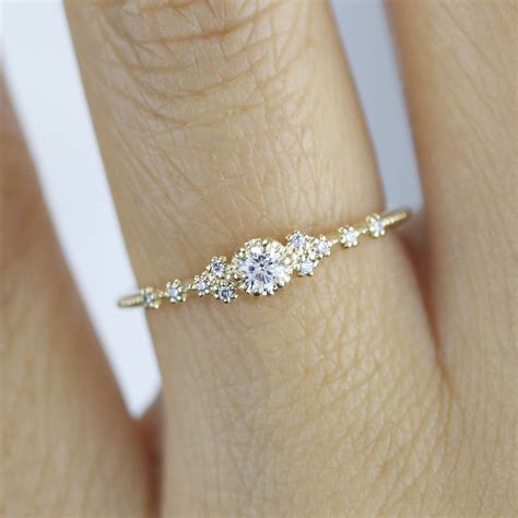Simple Engagement Ring Delicate Engagement Ring Engagement Ring Gold Diamond Dainty