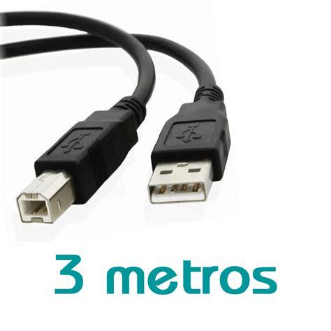 cabo usb 2 0 tipo ab 3 metros modelo padrão para arduino uno
