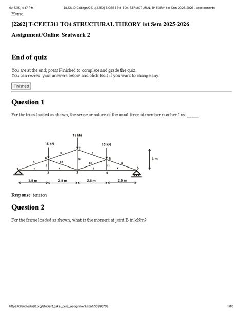 To4 Structural Theory 1st Sem Seatwork 2 Quiz Responses Studocu