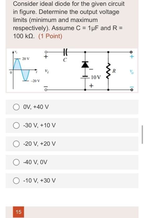 Consider Ideal Diode For The Given Circuit In Figure Determine The