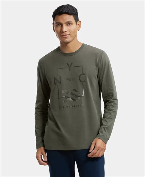 Buy Super Combed Cotton Rich Graphic Printed Round Neck Full Sleeve T